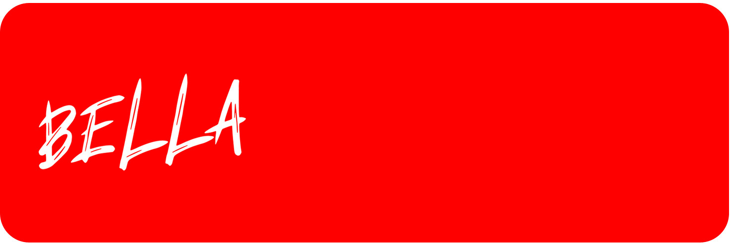 Bella logo only badge - White with blue symbol 75x25mm with pin fitting