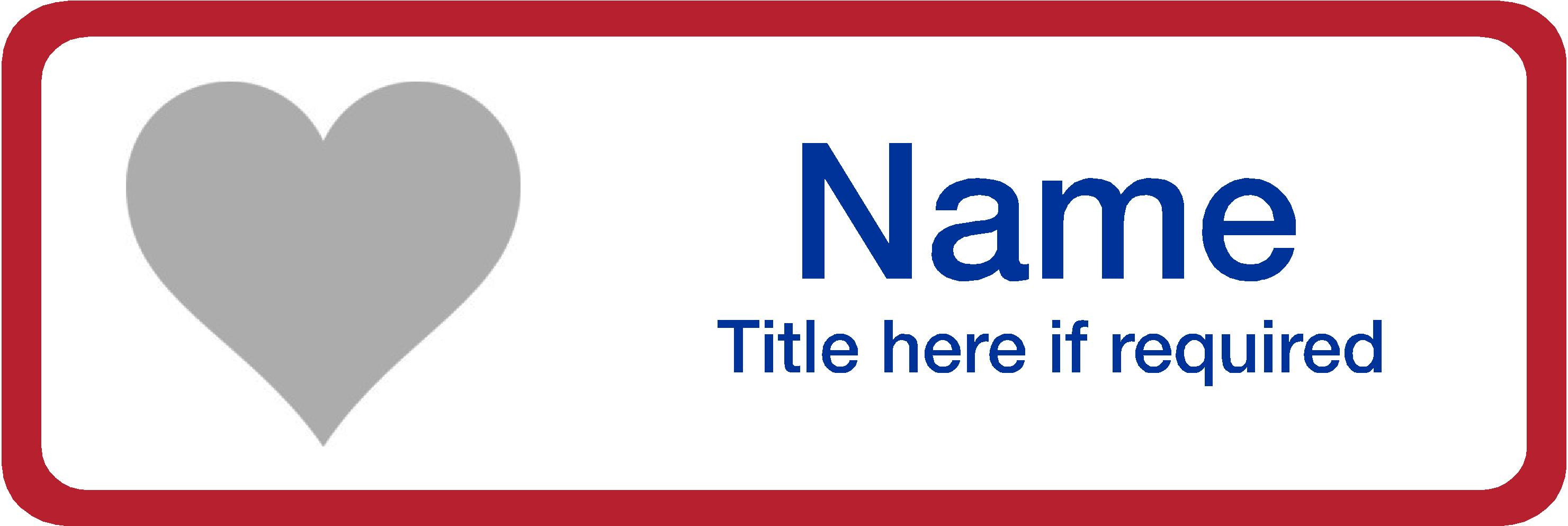 BFP SILVER HEART logo with red border 75x25mm WITH DOMING AND MAGNET ...