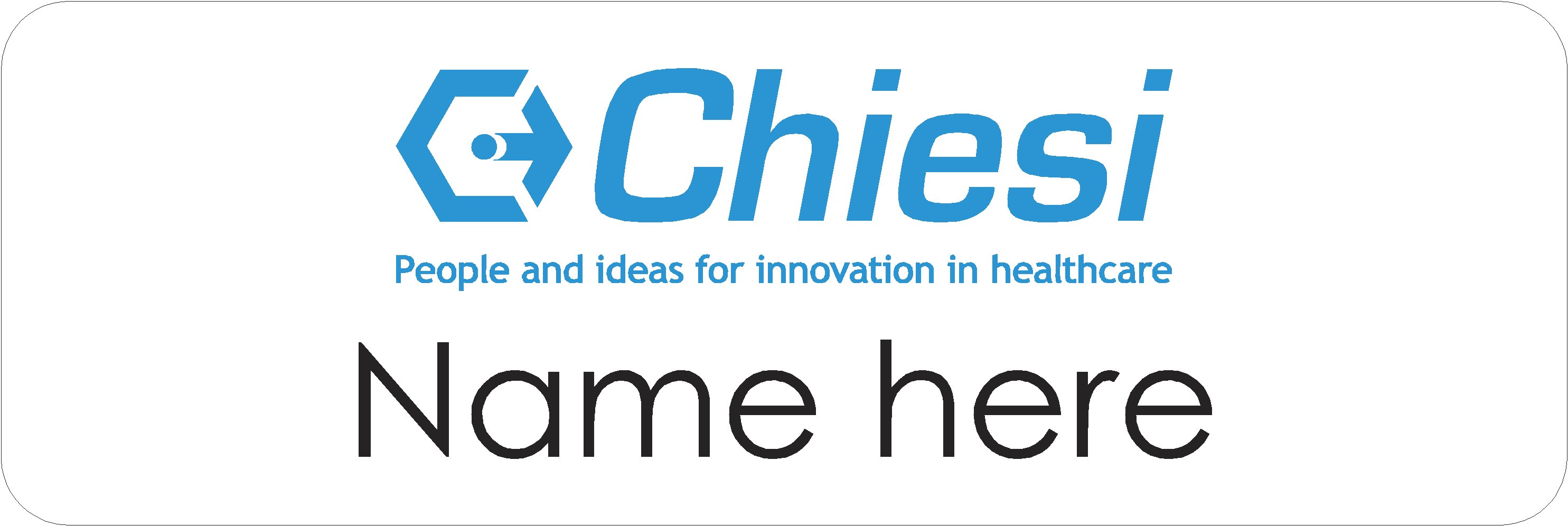 RH badge - no doming, 75x25mm with text and logo, PIN fitting