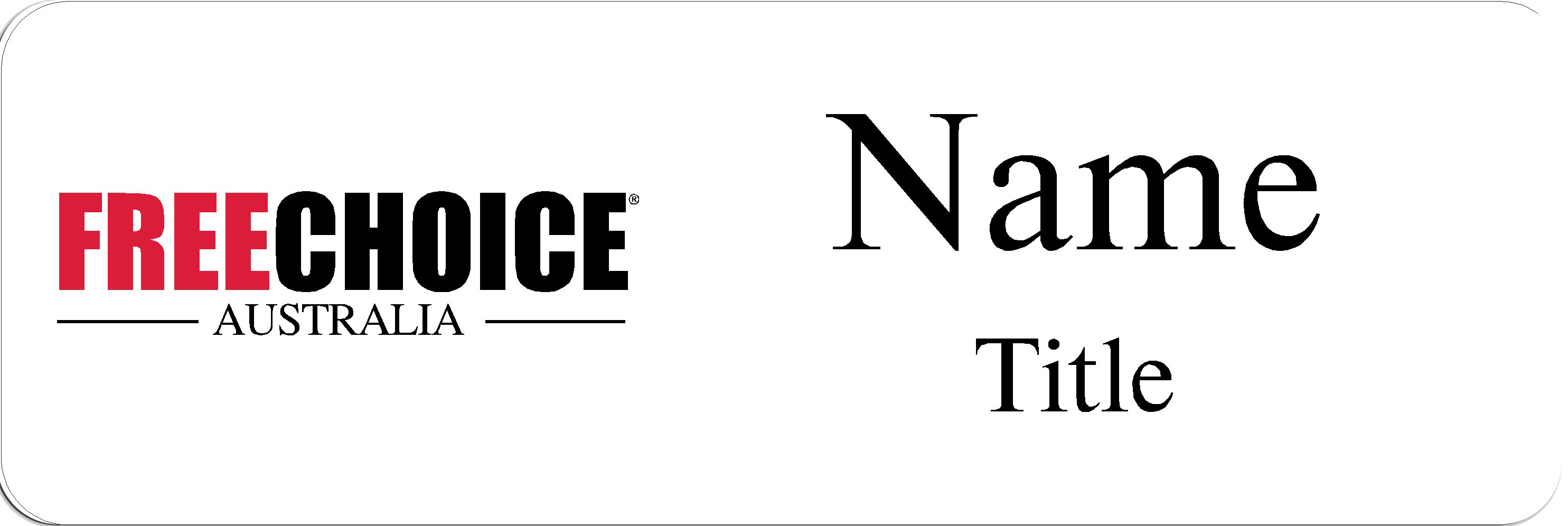 White name badge 75x25mm with doming and magnet fitting