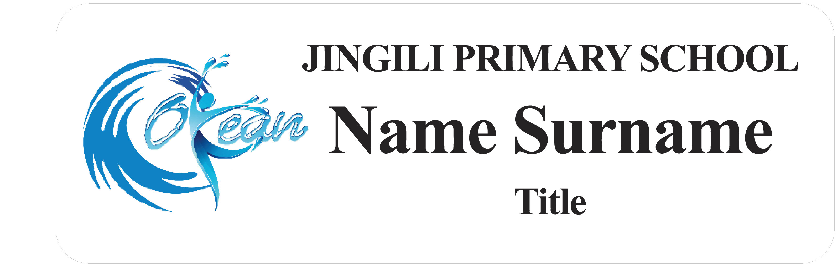 JPS OCEAN Badge - 75x25mm, white, no doming and magnet fitting