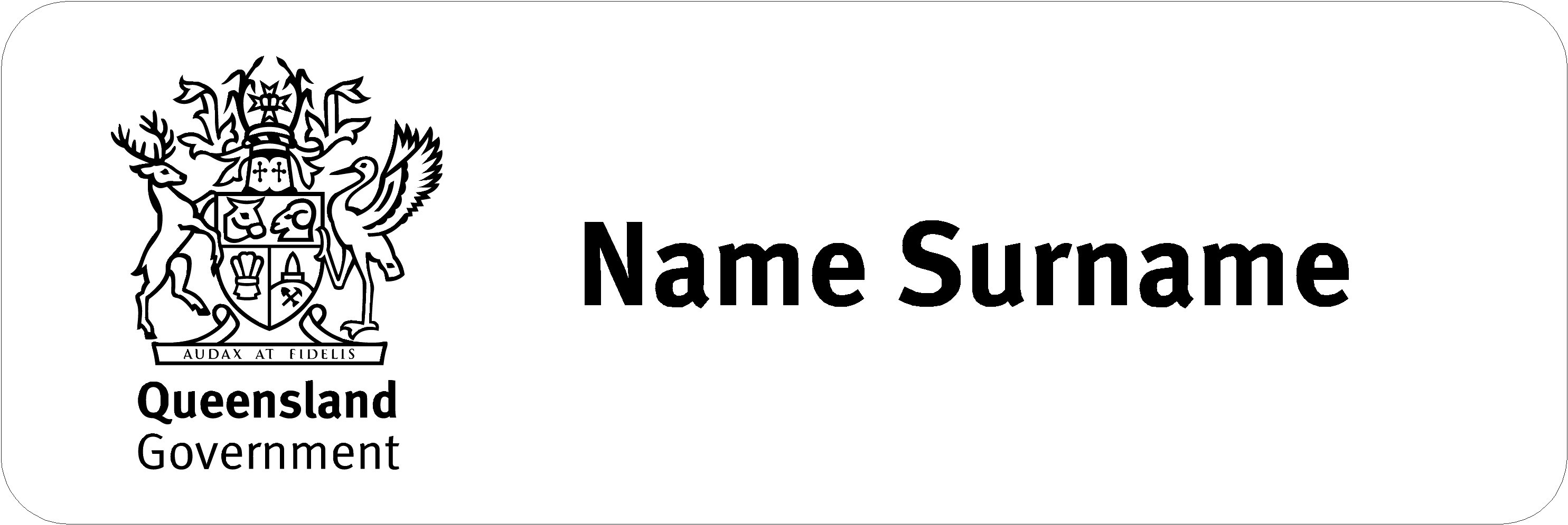 QLDGOV badge 75x25mm, no doming, with magnet fitting