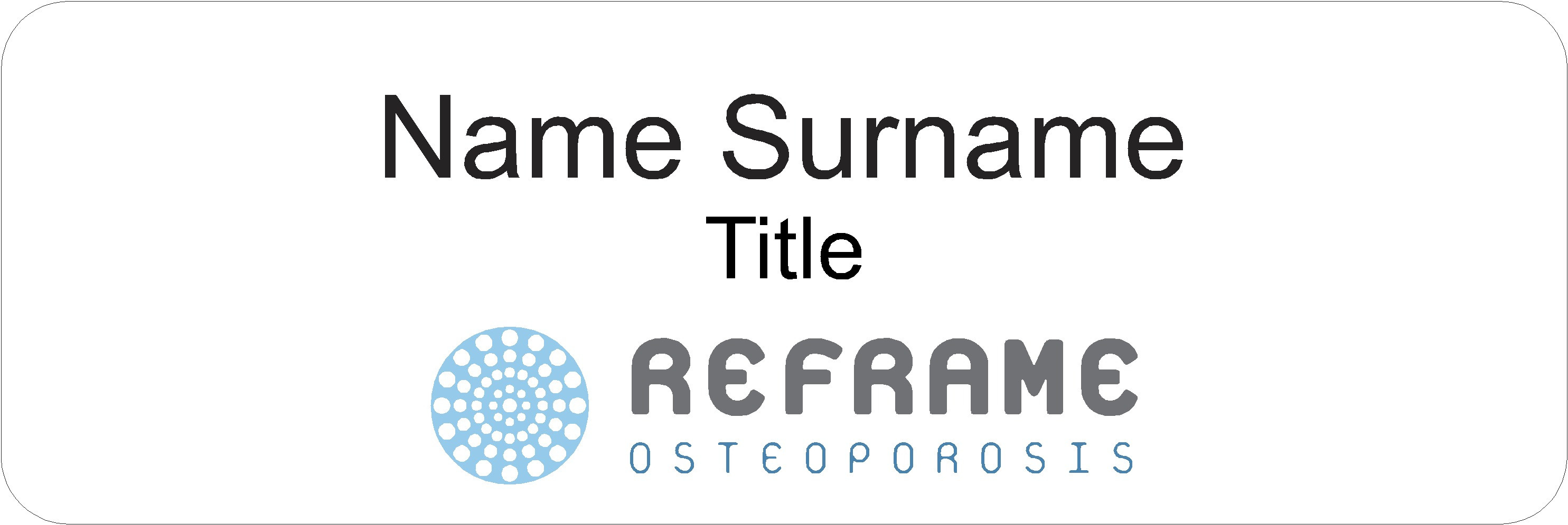 Reframe badge 75x25mm with no doming and magnet fitting with TRACKED ...