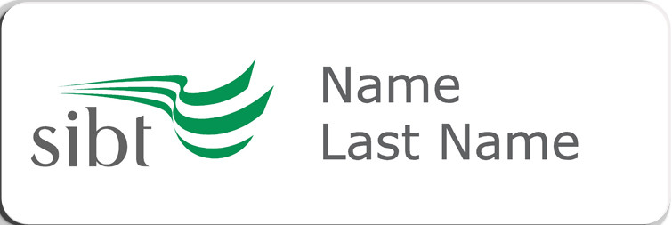 SIBT badge 75x25mm with no doming