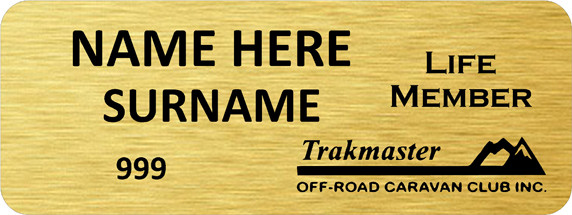 TM badge BRUSHED GOLD LIFE MEMBER badge 80x30mm with doming and SWIVEL ...